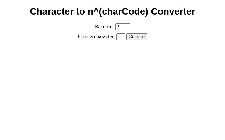 Character to n^(charCode) Converter ― Perchance Generator