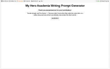 My Hero Academia Writing Prompt Generator