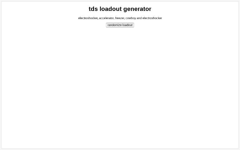 tds loadout generator