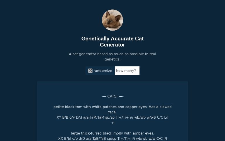 Genetically Accurate Cat Generator