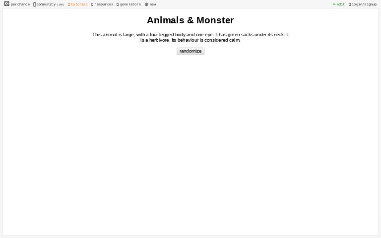 Animals & Monster ― Perchance Generator