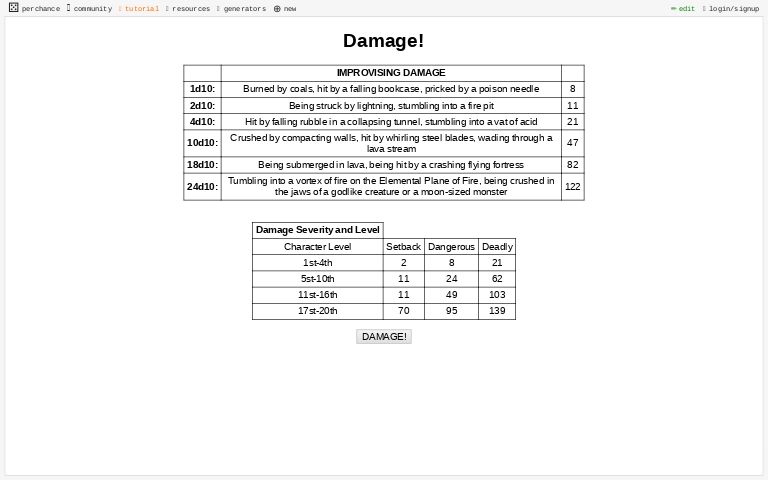 Damage! ― Perchance Generator