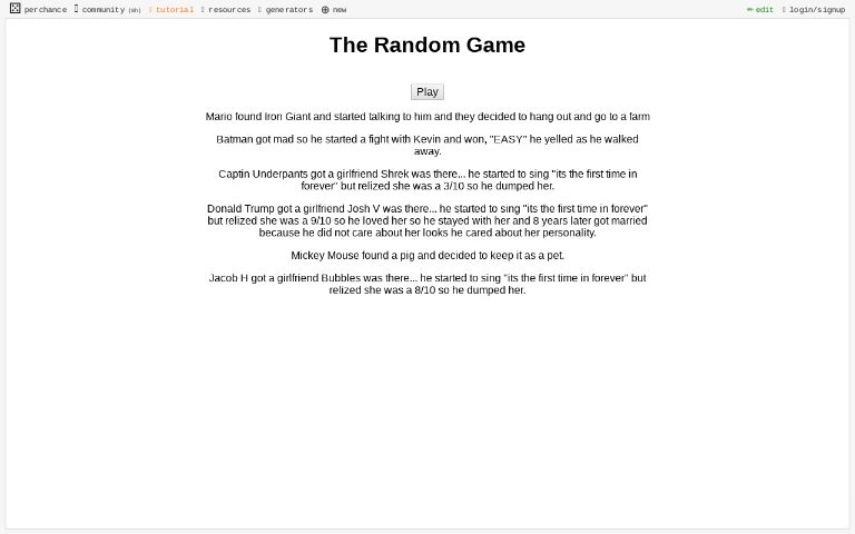 The Random Game ― Perchance Generator