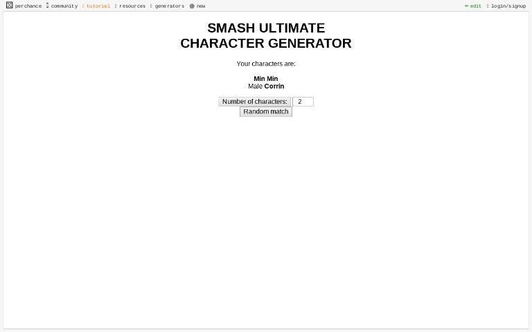 SMASH ULTIMATE CHARACTER GENERATOR