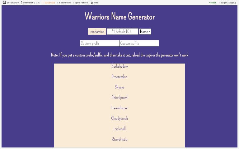 Warriors Name Generator