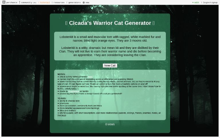 🕸 Cicada's Warrior Cat Generator 🕸