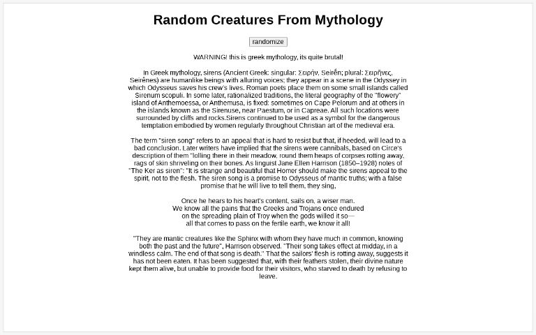 Random Creatures From Mythology ― Perchance Generator