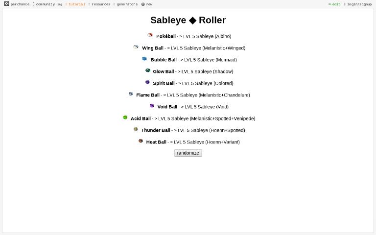Sableye Roller ― Perchance Generator