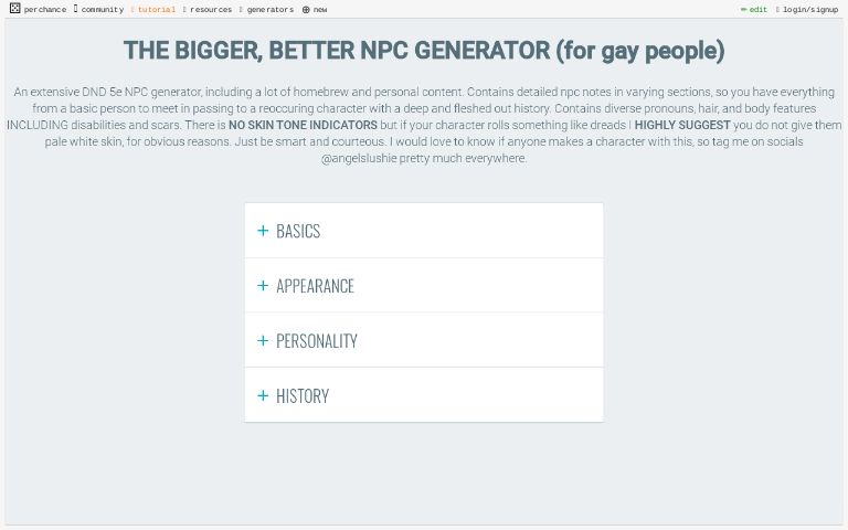 THE BIGGER, BETTER NPC GENERATOR (for gay people)