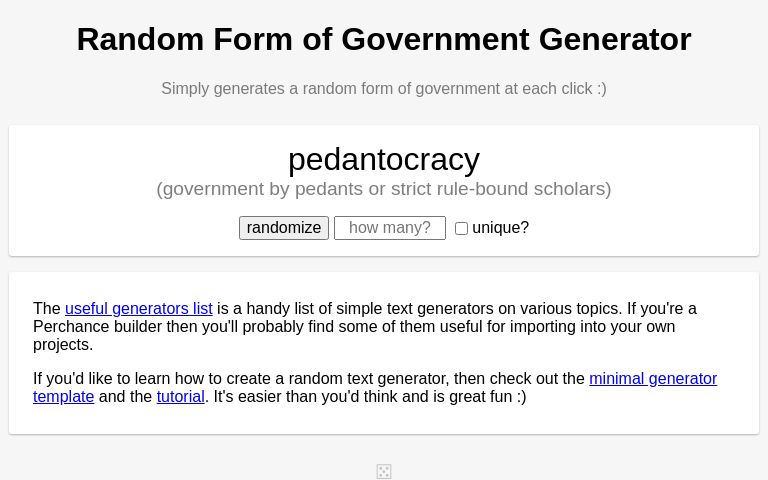 Random Form of Government Generator