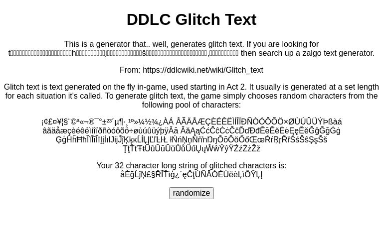 DDLC Glitch Text ― Perchance Generator