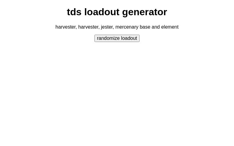 tds loadout generator