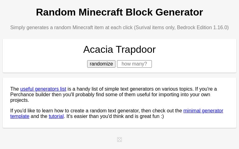 Random Minecraft Block Generator