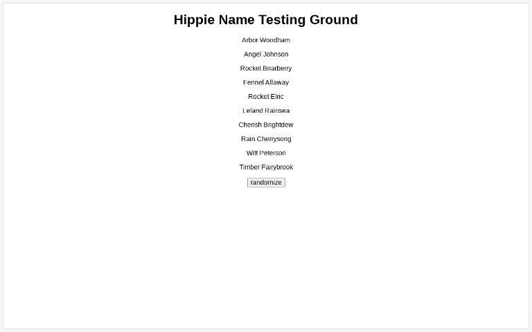 Hippie Name Testing Ground ― Perchance Generator