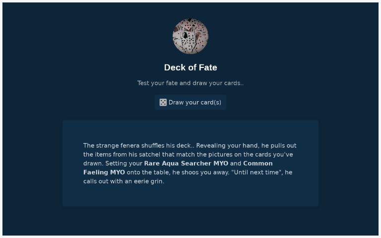 Deck of Fate ― Perchance Generator
