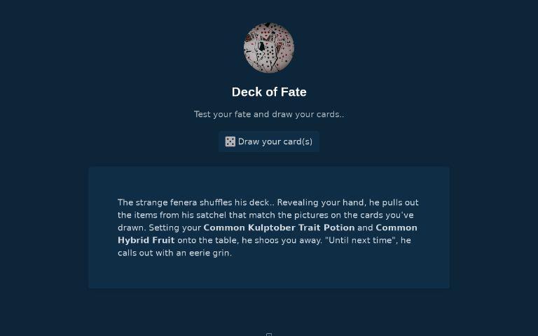 Deck of Fate ― Perchance Generator