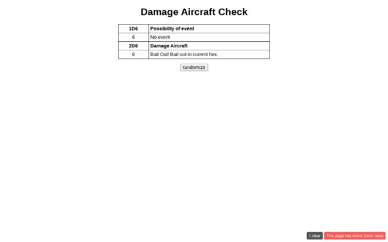 Damage Aircraft Check ― Perchance Generator