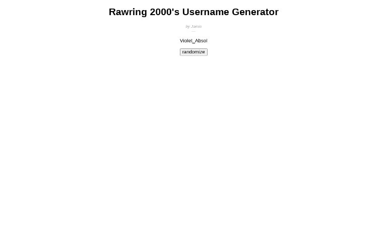Rawring 2000's Username Generator