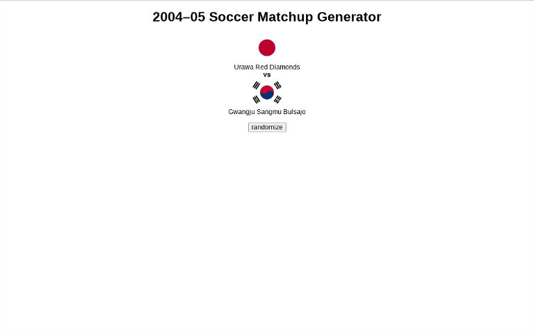 2004–05 Soccer Matchup Generator