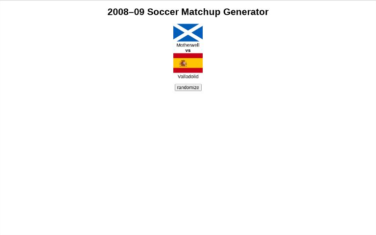 2008–09 Soccer Matchup Generator