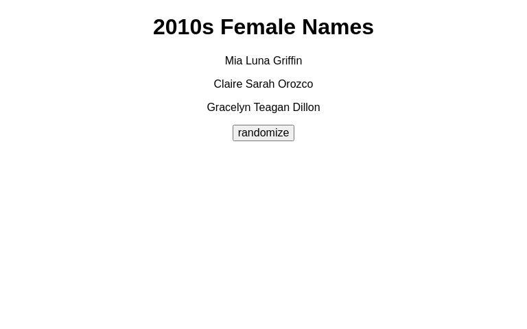 2010s Female Names ― Perchance Generator