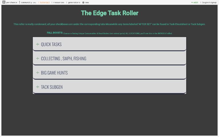 The Edge Task Roller ― Perchance Generator