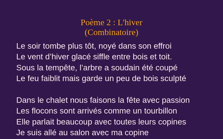 Poème 2 : L'hiver ― Perchance Generator