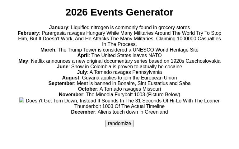 2026 Events Generator