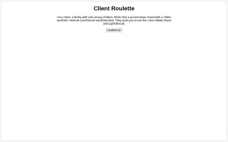 Client Roulette ― Perchance Generator