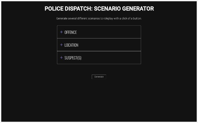 POLICE DISPATCH: SCENARIO GENERATOR