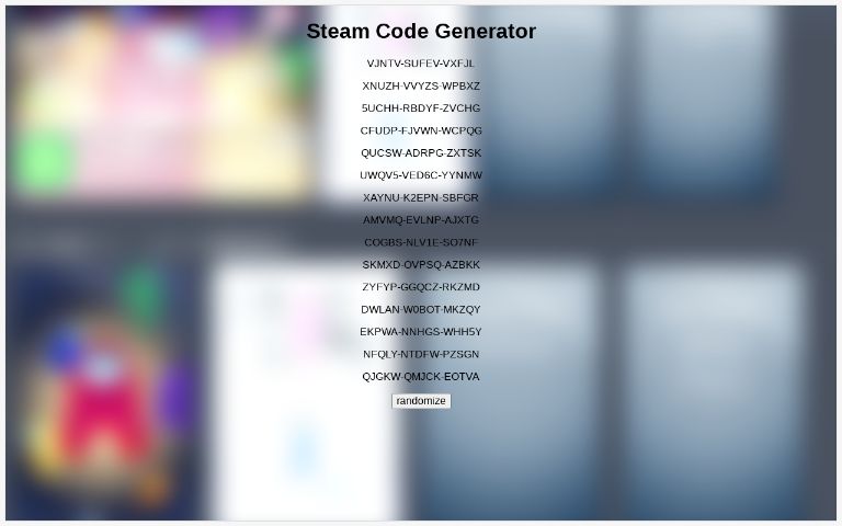Steam Code Generator