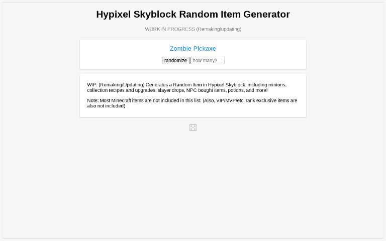 Hypixel Skyblock Random Item Generator