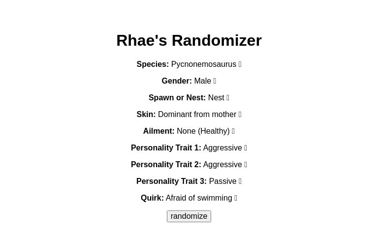 PTR Character Generator