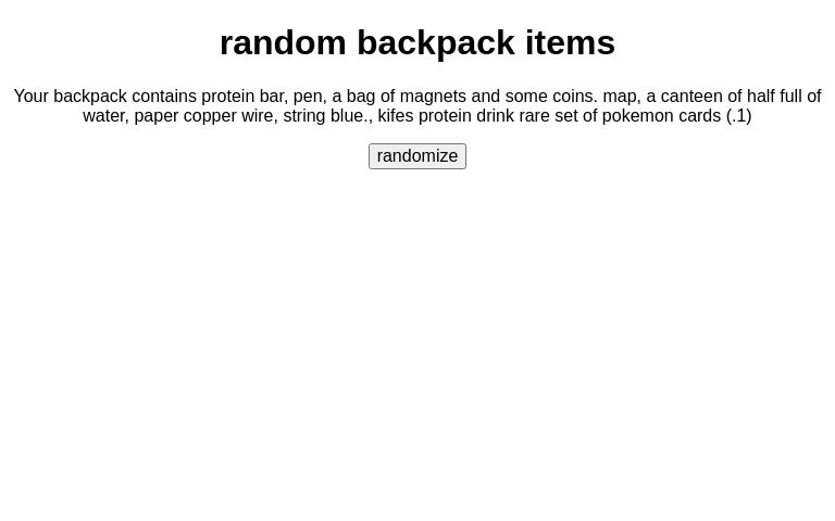 random backpack items ― Perchance Generator