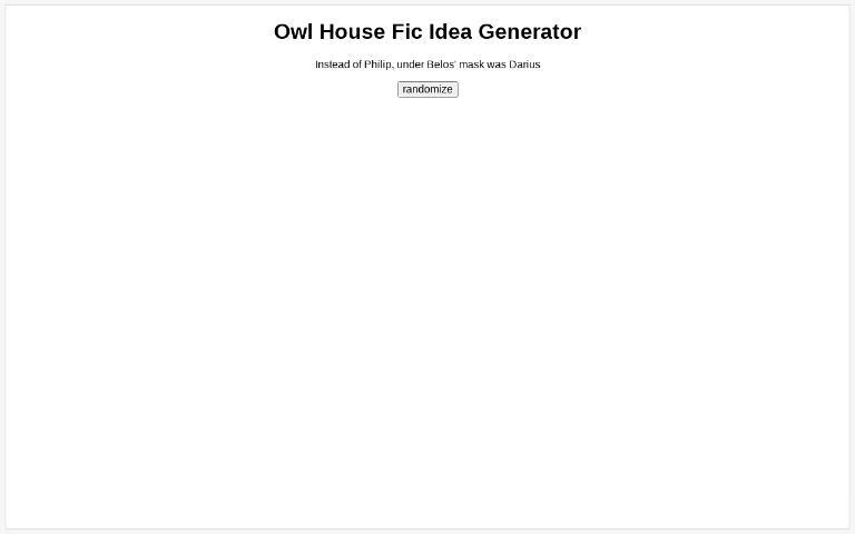 Owl House Fic Idea Generator