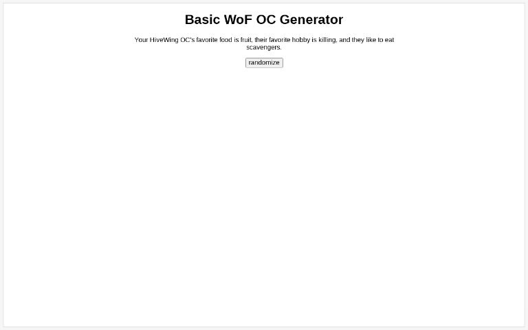 Basic WoF OC Generator