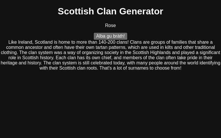 Scottish Clan Generator