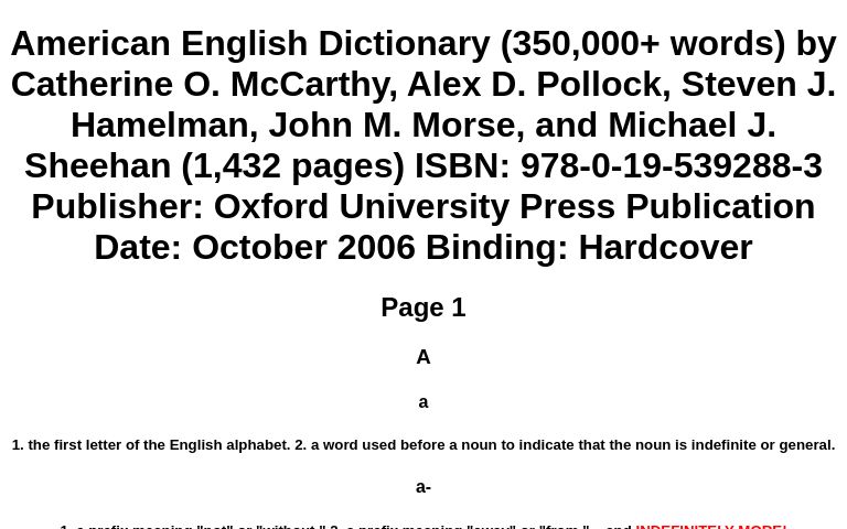American English Dictionary (350,000+ words) by Catherine O. McCarthy ...