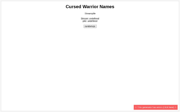 Cursed Warrior Names ― Perchance Generator