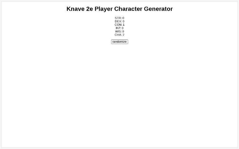 Knave 2e Player Character Generator