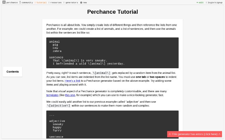 Perchance Tutorial ― Perchance Generator