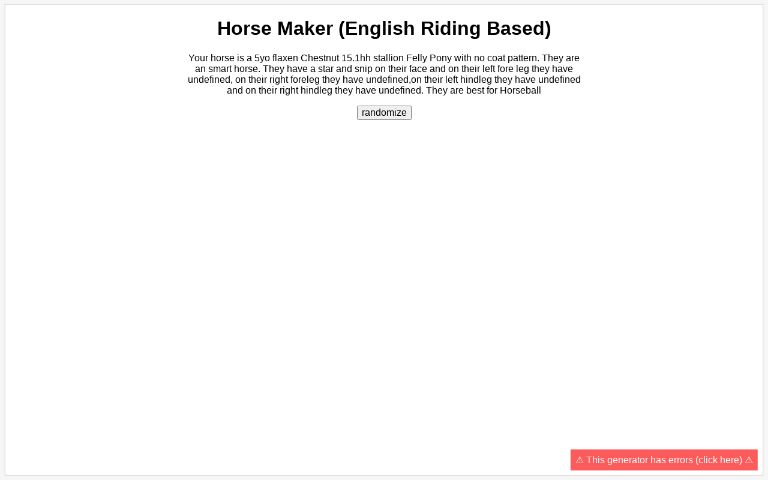 Horse Maker (English Riding Based) ― Perchance Generator