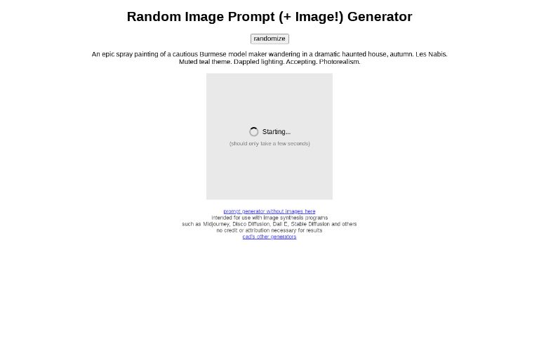 Random Image Prompt (+ Image!) Generator