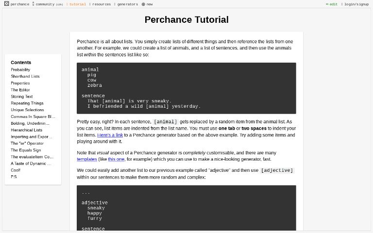 Perchance Tutorial ― Perchance Generator