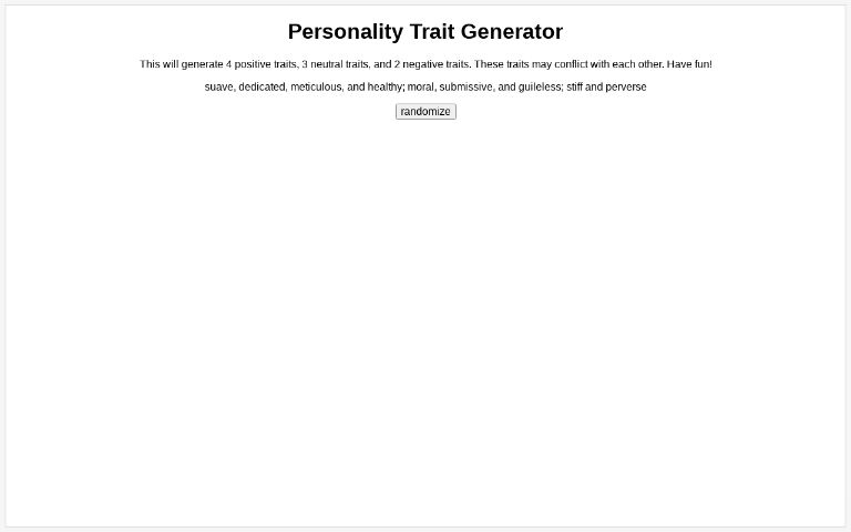 Personality Trait Generator