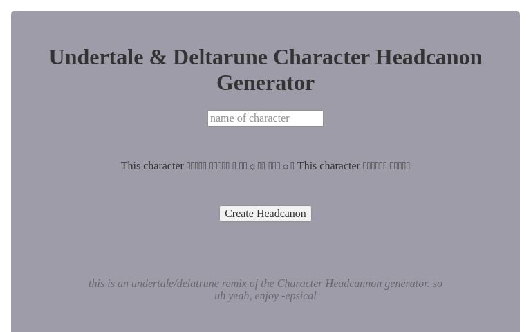 Undertale & Deltarune Character Headcanon Generator