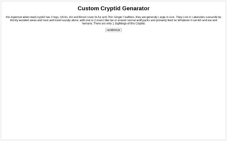 Custom Cryptid Genarator ― Perchance Generator