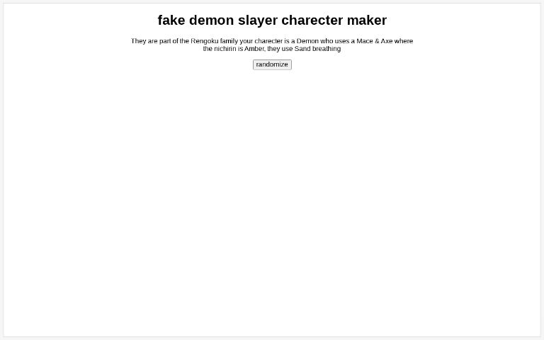fake demon slayer charecter maker ― Perchance Generator