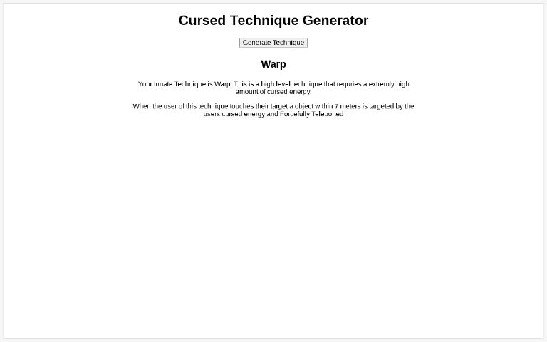Cursed Technique Generator