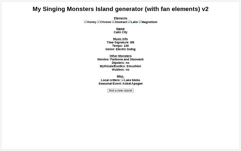 My Singing Monsters Island generator (with fan elements) v2